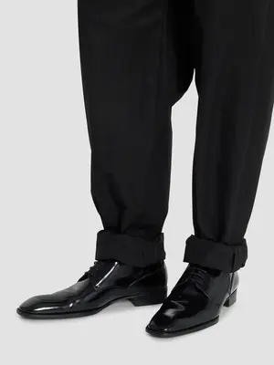 Saint Laurent Stanton Derbies In Glazed Leather - Nero