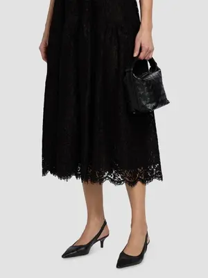Michael Kors Floral Lace Cotton-blend A-line Midi-dress
