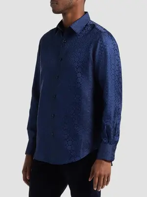Robert Graham Silk-blend Tile Jacquard Button-front Shirt