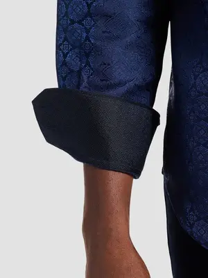 Robert Graham Silk-blend Tile Jacquard Button-front Shirt