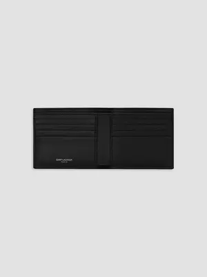 Saint Laurent Tiny Cassandre East-west Wallet In Crocodile-embossed Leather
