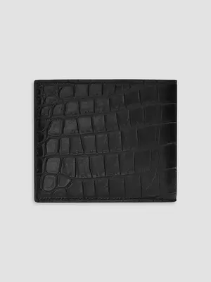 Saint Laurent Tiny Cassandre East-west Wallet In Crocodile-embossed Leather