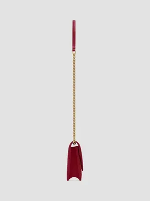 Saint Laurent Cassandre Envelope Chain Wallet In Lambskin Leather - Deeply Red