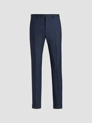 Emporio Armani Textured Virgin Wool Trousers - Navy