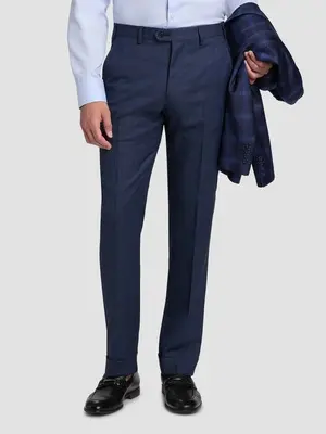 Emporio Armani Textured Virgin Wool Trousers - Navy