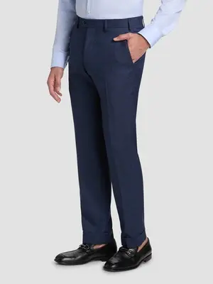 Emporio Armani Textured Virgin Wool Trousers - Navy
