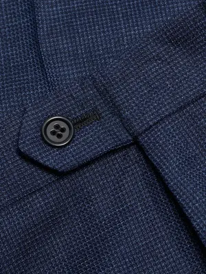 Emporio Armani Textured Virgin Wool Trousers - Navy