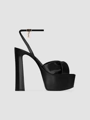 Saint Laurent Franciane Platform Sandals In Smooth Leather - Black