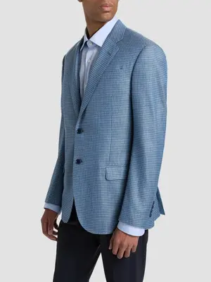 Emporio Armani Textured Houndstooth Sport Coat - Light Blue