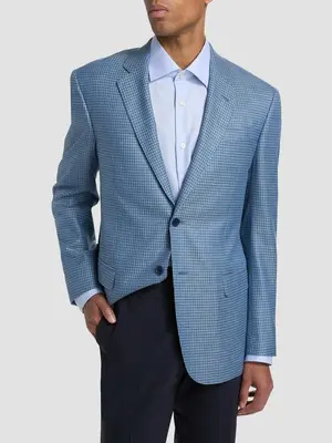 Emporio Armani Textured Houndstooth Sport Coat - Light Blue