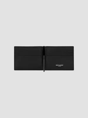 Saint Laurent Tiny Cassandre Bill Clip Wallet In Matte Leather