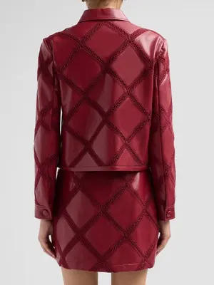 Cinq À Sept Audree Crochet-trim Faux Leather Jacket - Berry Wine