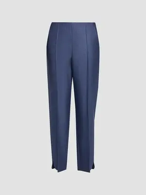 Giorgio Armani Silk-wool Straight-leg Trousers - Solid Medium Blue
