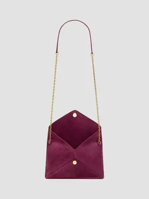 Saint Laurent Cassandre Small Chain Pouch In Suede - Deep Fuchsia