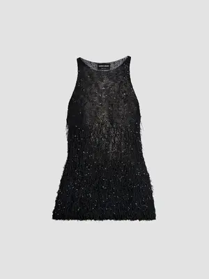 Giorgio Armani Sequined Knit Sleeveless Blouse