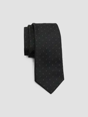 Emporio Armani Stairstep-embroidered Silk Tie Nero