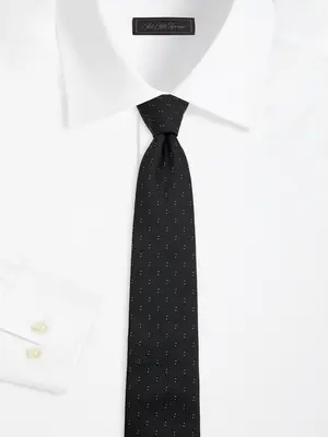 Emporio Armani Stairstep-embroidered Silk Tie - Nero