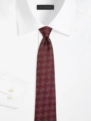 Emporio Armani Wave-pattern Silk Tie - Bordeaux