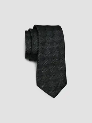 Emporio Armani Wave-pattern Silk Tie - Nero