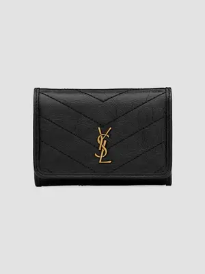 Saint Laurent Niki Slim Tri-fold Wallet In Vintage Leather - Black