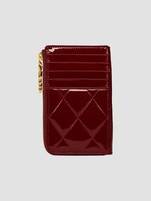 Saint Laurent Cassandre Bijou Zip Card Case In Patent Leather