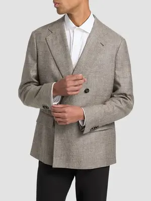 Giorgio Armani Linen-blend Double-breasted Blazer