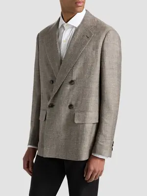 Giorgio Armani Linen-blend Double-breasted Blazer