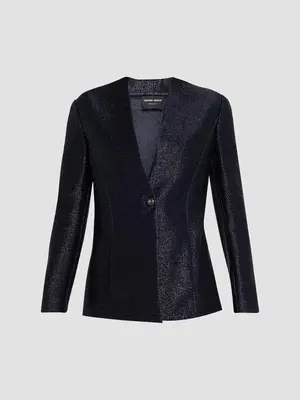 Giorgio Armani Metallic Woven Collarless Single-breasted Jacket