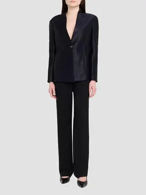 Giorgio Armani Metallic Woven Collarless Single-breasted Jacket