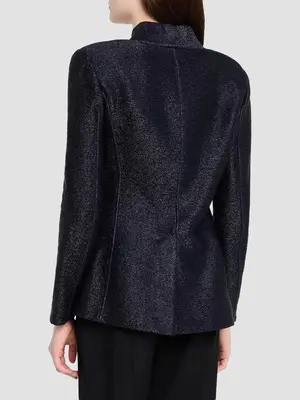 Giorgio Armani Metallic Woven Collarless Single-breasted Jacket