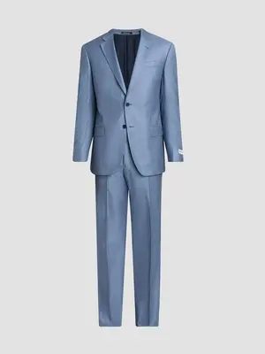 Emporio Armani Shark Skin Wool Single-breasted Suit - Medium Blue