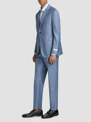 Emporio Armani Shark Skin Wool Single-breasted Suit - Medium Blue