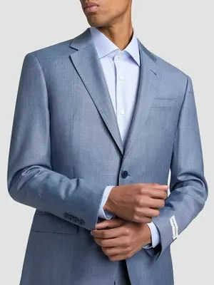Emporio Armani Shark Skin Wool Single-breasted Suit - Medium Blue