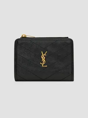 Saint Laurent Niki Bi-fold Wallet In Vintage Leather - Black