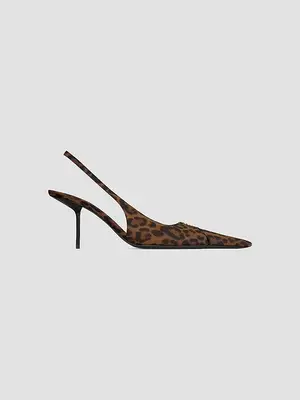 Saint Laurent Slingback Pumps In Grosgrain - Leopard