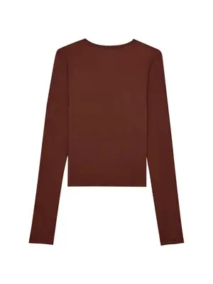 Saint Laurent Cassandre Sheer Top In Knit - Chocolate