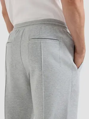 Brunello Cucinelli French Terry Double Cloth Trousers With Crête Detail - Medium Grey