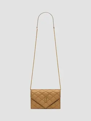 Saint Laurent Paris Chain Wallet In Metallic Leather