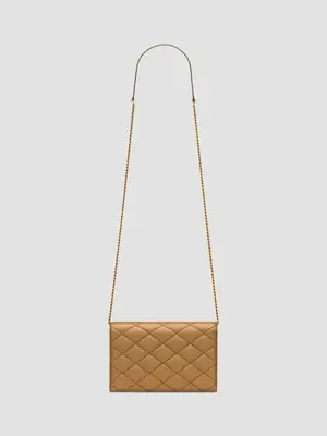 Saint Laurent Paris Chain Wallet In Metallic Leather