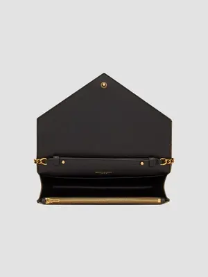 Saint Laurent Paris Chain Wallet In Metallic Leather