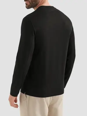 Brunello Cucinelli Cotton Jersey Long Sleeve Crewneck T-shirt - Black