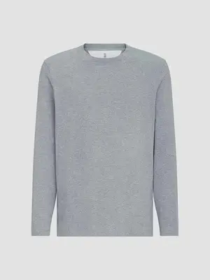 Brunello Cucinelli Cotton Jersey Long Sleeve Crewneck T-shirt Grey