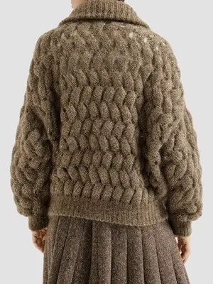 Brunello Cucinelli Dazzling Zigzag Cables Cardigan In Mohair And Wool