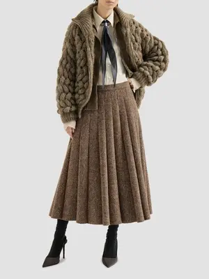 Brunello Cucinelli Dazzling Zigzag Cables Cardigan In Mohair And Wool