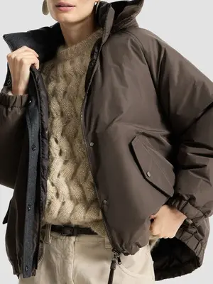 Brunello Cucinelli Techno Cotton Taffeta Detachable Hood Outerwear Jacket