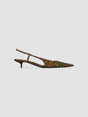 Saint Laurent Secret Slingback Pumps In Grosgrain - Leopard