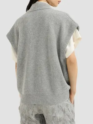 Brunello Cucinelli Cashmere English Rib Wrap Cardigan