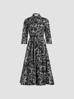 Michael Kors Printed Cotton A-line Midi-dress