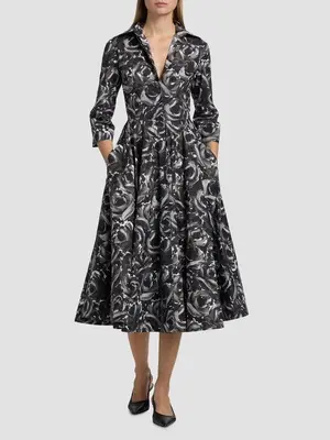 Michael Kors Printed Cotton A-line Midi-dress