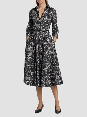 Michael Kors Printed Cotton A-line Midi-dress